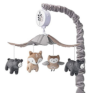 Lambs & Ivy Woodland Forest Gray/Tan Musical Baby Crib Mobile Soother Toy