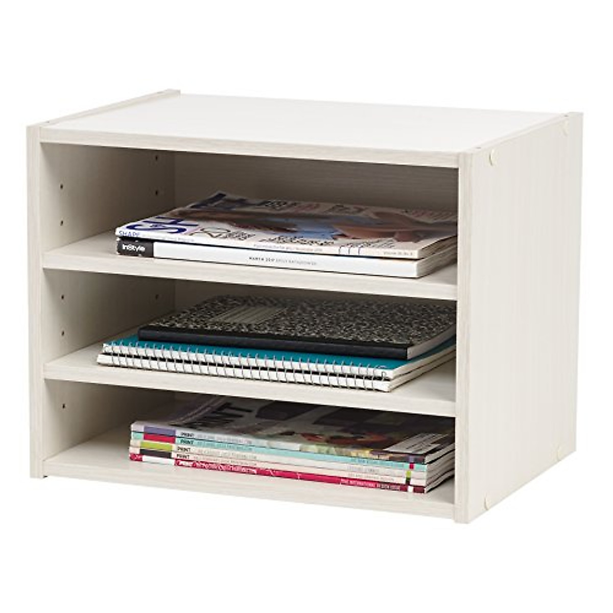 IRIS USA 3-Shelves Modular Wood Stacking Storage Box, for Office Closet and Nightstand, Easy Assembly, Customizable, Stacking Storage Boxes, White