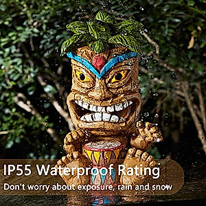 Yiosax Solar Lights Outdoor Garden Decor- Easter Garden Statues and Tiki Figurines for Bar Patio Lawn Yard Decorations | Auto On/Off & Long Working Hours(10.43inch Tall