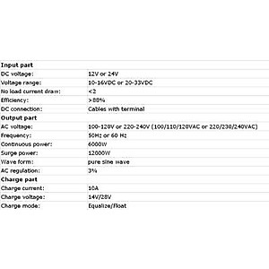 GOWE 6000W DC12V/24V AC110V/220V Off Grid Pure Sine Wave Single Phase Power Inverter with Charger and LCD Screen