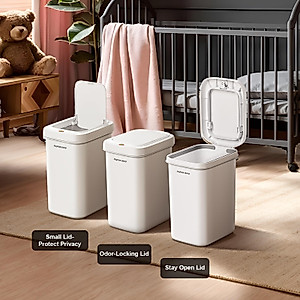 JOYBOS Small Trash Can with Lid for Bathroom, 3 Gallon Little Garbage Can, Slim Bedroom Trash Bin Waste Basket, Plastic Narrow Garbage Bin W/Press-top Lid for Toilet, Office, RV, Living Room