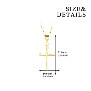 SISGEM Solid 18k Gold Cross Pendant Necklace for Women, Real 18 Carat Gold Religious Jewelry Gifts for Her, 18 inch