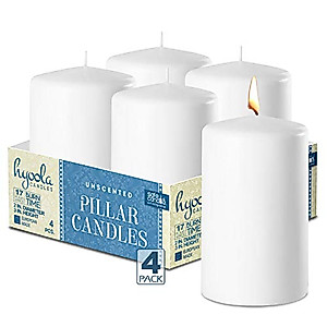 HYOOLA White Pillar Candles 2x3 Inch - Unscented Pillar Candles - Set of 4 - European Made