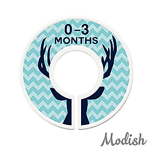 Modish Labels Baby Clothes Size Dividers, Baby Closet Organizers, Size Dividers, Baby Closet Organizers, Closet Dividers, Clothes Organizer, Nursery, Boy, Woodland, Deer, Navy, Teal Mint, Gray (Baby)