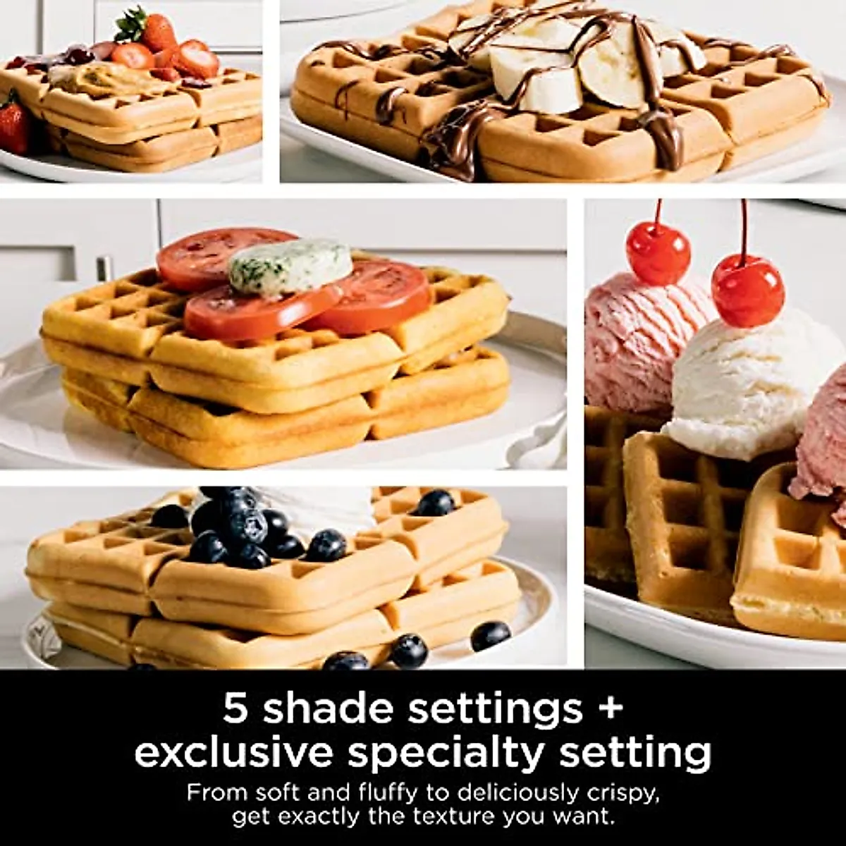 Ninja BW1001 NeverStick PRO Belgian Waffle Maker, Vertical Design, 5 Shade Settings, with Precision-Pour Cup & Chef-curated Recipe Guide, Black & Silver