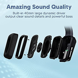 pamu Karaoke Bluetooth Headphones Over-Ear Wireless Headset with Built-in Mic, Sport Earphones with Adjustable Headband, Karaoke Function Auto Pairing Deep Bass,15Hrs Playtime,Touch Control