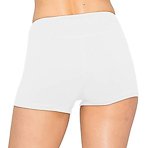 ALWAYS Women Workout Yoga Shorts - Premium Soft Solid Stretch Cheerleader Running Dance Volleyball Short Pants White M