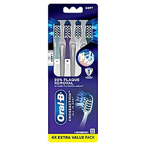 Oral-B CrossAction All In One Toothbrush, Soft, Deep Plaque Removal, 4 count