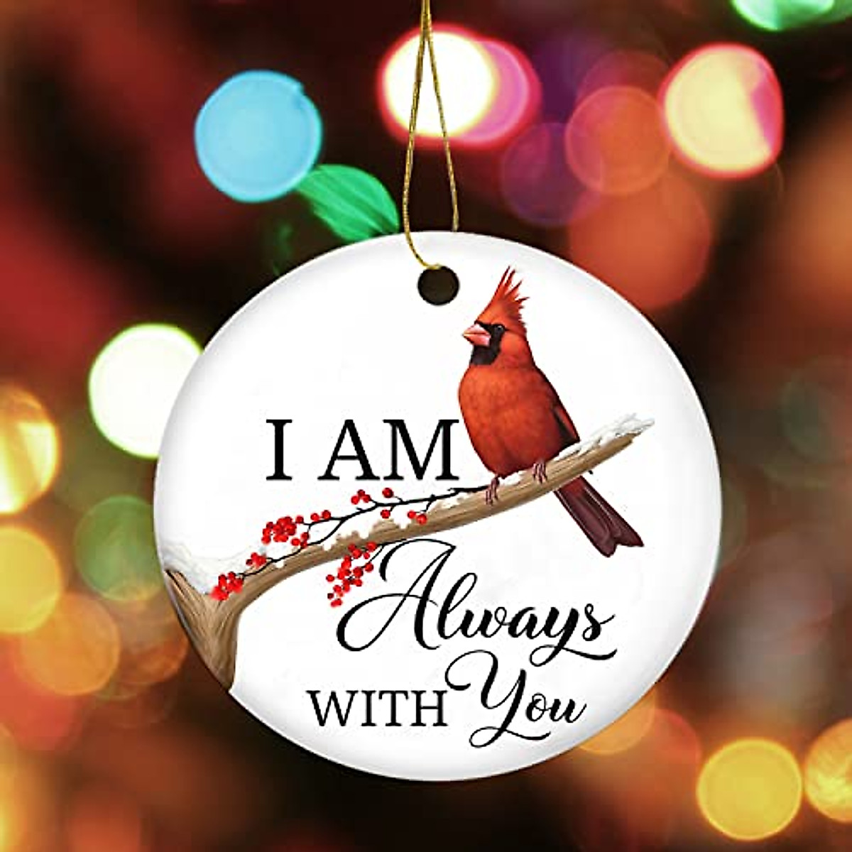 Sympathy Christmas Tree Decorations - 2023 Christmas Ornament - Christmas Sympathy Gifts, Memorial Gifts for The Loss of A Loved One, Christmas Decorations, Cardinal Always with You Ceramic Ornament