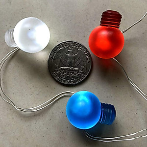 JASHIKA Patriotic Red White Blue Bulb Shape LED String Lights for Independence Day Decoration Parade Barbecue Party Picnic, 30 LEDs with Multi-Function Remote