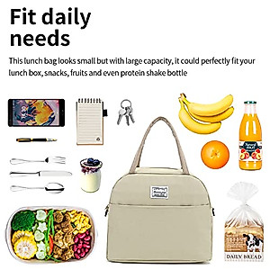 Mountain guest Lunch Bag Reusable Insulated Cooler Lunch Box Adult Water Resistant Tote Lunch Bag for Women/Men Work Picnic Beach or Travel (Beige)
