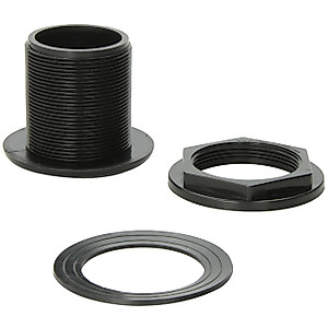 Lifegard Aquatics Standard Threaded Bulkhead Kit for Fish Aquariums – High-Impact Resistant PVC – Includes Bulkhead Fitting, Gasket, Lock Nut – Jet Black – 1-1/2 Inch