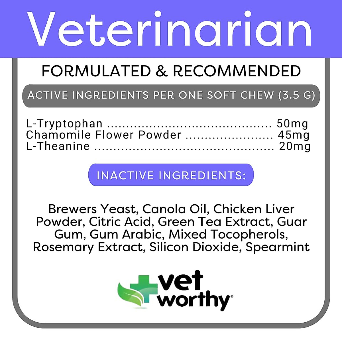 Vet Worthy Calming Aid Dog Soft Chew - Flavored Chewable Treats for Dogs to Manage Normal Stress - Dog Calming Chews for Storm Anxiety, Grooming, and Fireworks - Poultry Flavored, 45-Count