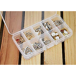 4 Pcs 10 Grids 5 Inch x 2.5 Inch Adjustable Small Removable Clear Plastic Jewelry Organizer Divider Storage Box Jewelry Earring Tool Containers (4pack(10-Grid))