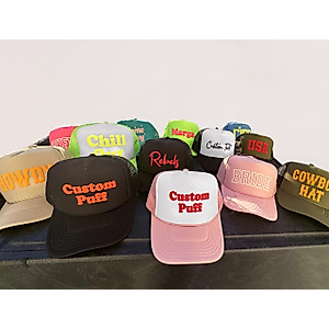 Custom Text Puff Print Trucker Hat Add Your Text Hat Personalized Trucker Hat