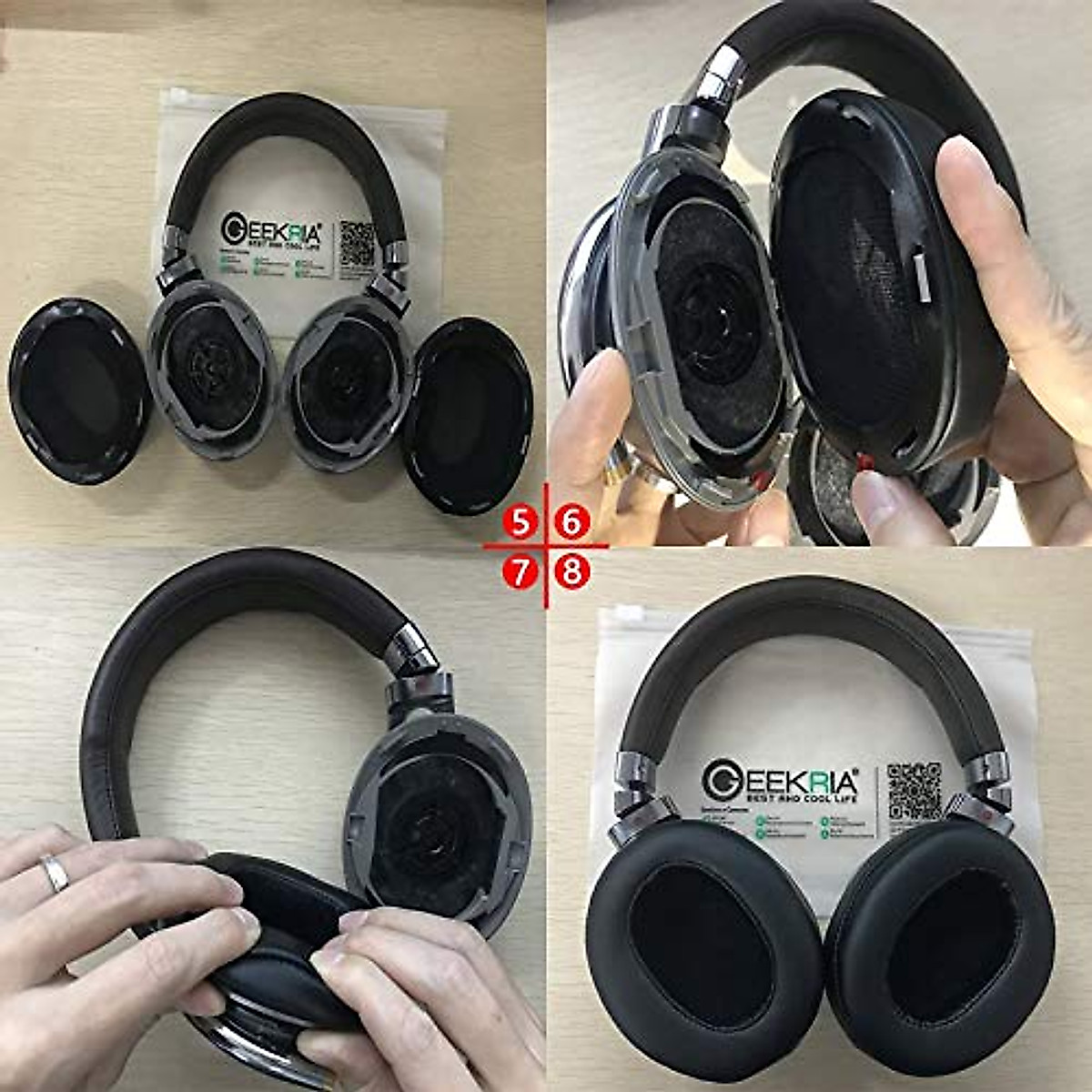 GEEKRIA Earpads and Headband Cover Replacement Compatible with Sony MDR-1R, MDR-1RMK2 Headphones Ear Cushion + Headband Protector Cover/Earpads + Headband Protective Sleeve Repair Parts
