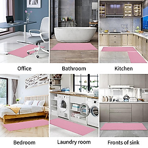 AUTODECO Kitchen Mats and Rugs Set of 2 - Cushioned Anti-Fatigue Kitchen Rug for Floor Washable 17"x29" +17"x59", PinkRed