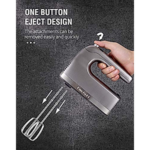 DmofwHi Hand Mixer Electric with Timer and Digital Screen,9-Speed Mixer Electric Handheld with 6 Stainless Steel Accessories,400W Powerful Electric Hand Mixer with Storage Case(Silver)