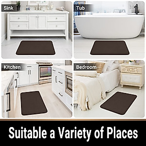 MAYSHINE Memory Foam Non Slip Anti Fatigue Bath Mat | Thick Absorbent Plush Velvet Bathroom Rug - Machine Washable, 17x24, Red