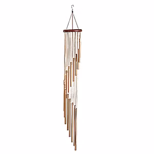 Qinos Memorial Wind Chimes Outdoor, with 12 Aluminum Tubes and Hook, Gentle Breeze Deep Tone Wind Chime, Gold Wind Chimes for Outside Garden Home Decoration Gift, 35 X 4.7 Inches