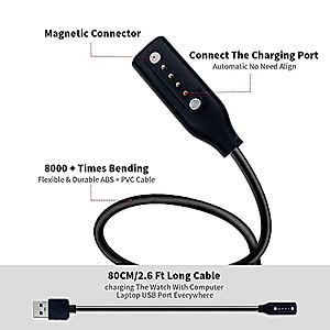 Charger Cable for Bose Frames Audio Sunglasses Replacement USB Charging Cord Accessories for Bose Frames Alto S/M M/L, Bose Frames Rondo, Bose Frames Soprano, Bose Frames Tenor - Black,80cm (Black)