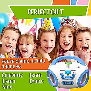 TinyGeeks Tunes Kids Boombox CD Player for Kids New 2022 + FM Radio + Batteries Included + Cute white Radio cd Player with Speakers for Kids and Toddlers