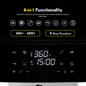 MIRASTON 8.5QT Air Fryer, Upgraded 8-in-1 Square Nonstick Basket Air Fryers, Smart Touchscreen with 8-Presets, Air Fry, Bake, Broil, Reheat, Fast Cooking, Oilless, Dishwasher-Safe, for Family, Parties