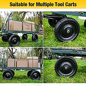 HIKYROKY 4.00-6 Flat Free Solid Polyurethane Tire and Wheel 1 Pc, 13 Inch PU Airless Tires Replacement with 5/8" Ball Bearings, Easy Fit for Lawn Garden Carts, Hand Trucks, Generators More, 1 Pack