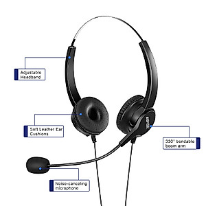 AGPtEK Upgraded Call Center Phone, Corded Telephone with Binaural Headset & Dialpad for House Call Center Office - Noise Cancellation