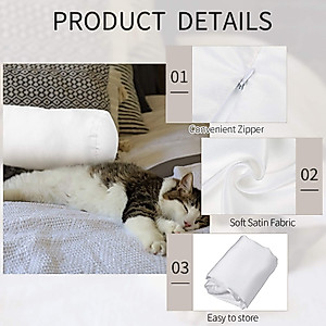 Tatuo 2 Pieces White Cervical Round Pillow Cover for Neck Roll Pillow Cervical Neck Roll Memory Cylinder Round Cushion(Artificial Silk,17 x 4 Inch)