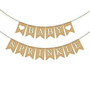 Rainlemon Jute Burlap Baby Sprinkle Banner Rustic Sprinkled with Love Baby Shower Party Mantel Fireplace Garland Decoration