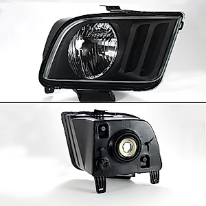 AKKON - For 2005 2006 2007 2008 2009 Ford Mustang OE Direct Replacement Black Headlights Lamp Left + Right
