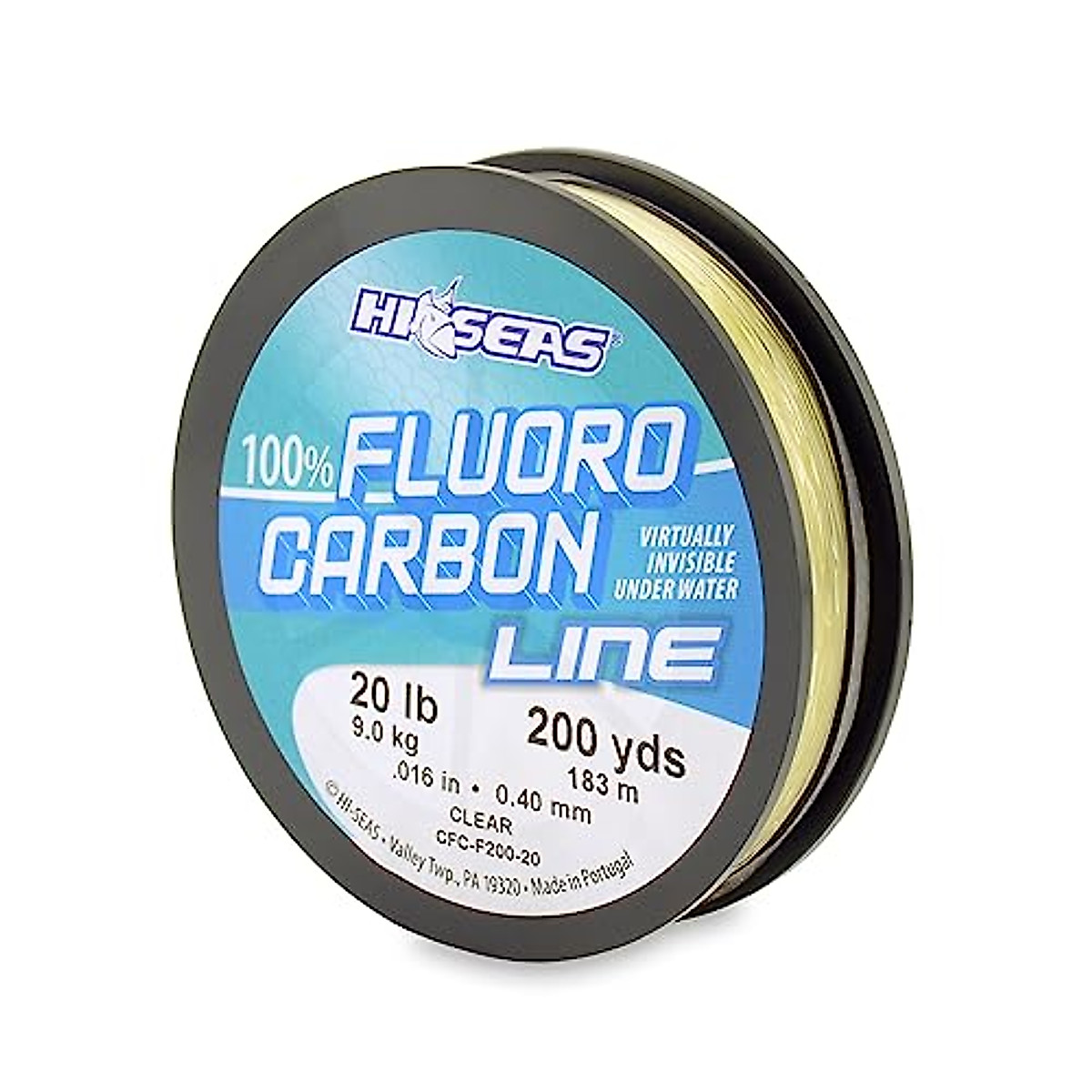 HI-SEAS 100% Fluorocarbon Fishing Line Line, 20 lb Test, Clear, 200 yd