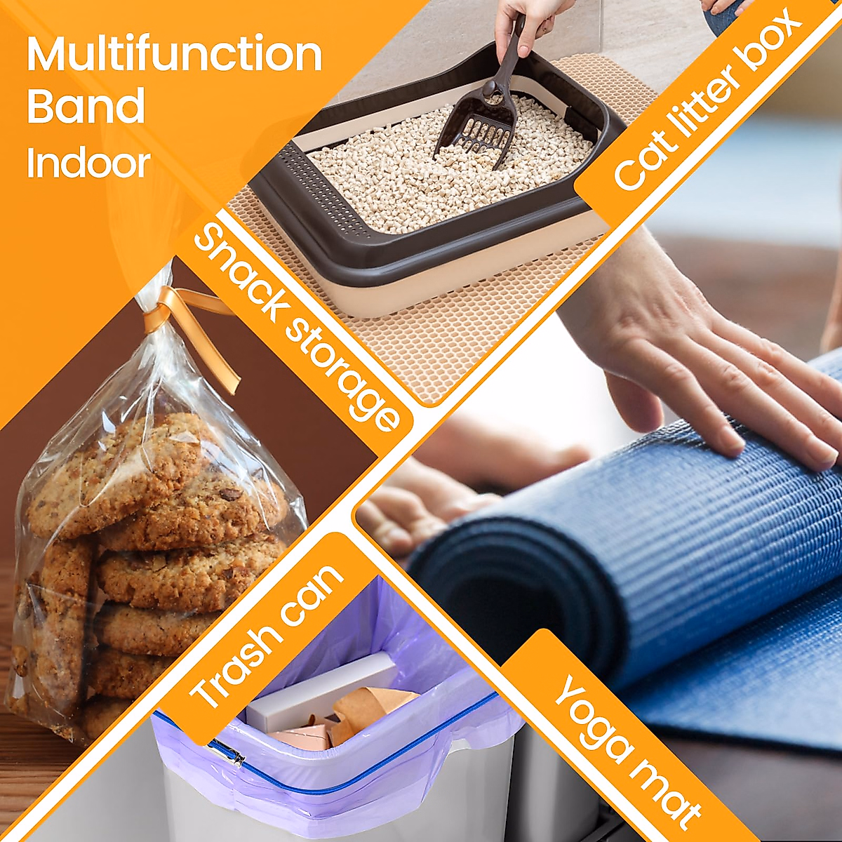 Garbage Can Rubber Bands Fits 8-33 Gallon Trash Cans Colorful Bands Adjustable Garbage Can Rubber Bands with Buckle Homewares Litter Box Bands for Kitchen Tables Picnic Party (6 Pcs)