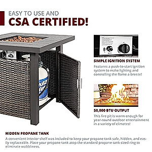 Lokingrise Fire Pit Table, 28 inch 50,000 BTU Outdoor Square Gas Fire Pit Table for Patio, Garden, Backyard（Grey） (28 Inch, Grey)