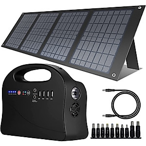 Enginstar Portable Power Station 120Wh, 100W Solar Generator with 110V AC Outlet, 40W Solar Panel, Foldable Solar Panel for Portable Power Station