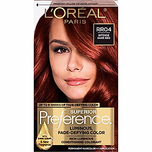 L'Oreal Paris Superior Preference Fade-Defying + Shine Permanent Hair Color, RR-04 Intense Dark Red, Pack of 1, Hair Dye