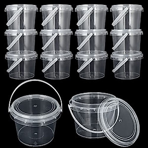 FVIEXE 50PCS Slime Containers with Lids 10oz, Plastic Clear Slime Storage Containers with Lids and Handles Small Toy Storage Case for DIY Slime Making Food Beauty Products