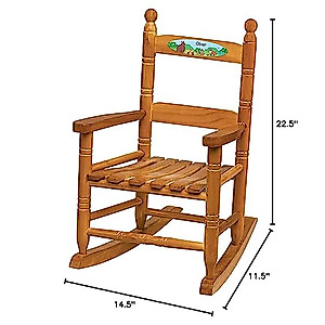 Fox Valley Traders Personalized Childrens Rocking Chair, Features Classic Rocker Design and Hardwood Construction, Natural Finish with Woodland Animals Design