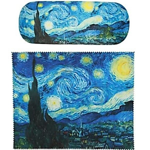 Vincent Van Gogh Painting Art Premium Quality Starry Night Eyeglass Case and Matching Microfiber Eyeglass Cleaning Cloth