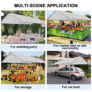 Carport Canopy 10'x20' Heavy Duty Carport, Waterproof & UV Protected Garage Top Tarp Shelter Cover with Reinforced Steel Cables, Outdoor Portable Garage for Car, Boat Tent, Light Grey