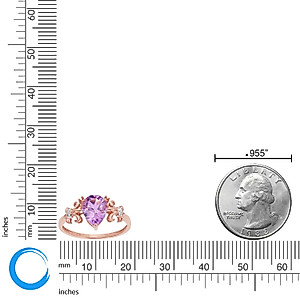 Metro Jewelry 10K Rose Gold Pear Amethyst Fleur de Lis Ring with .02 cttw Diamonds - Size 8