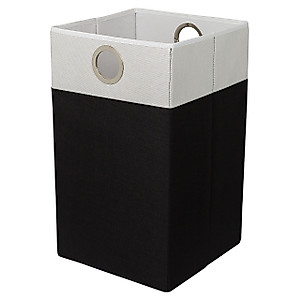 BirdRock Home Folding Cloth Laundry Hamper with Handles - Dirty Clothes Sorter - Easy Storage – Collapsible Bin – Home Organization – Black and White