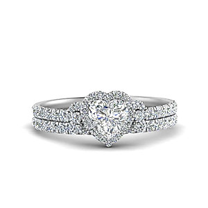 1.11 Carat Heart Shaped Diamond Wedding Ring Sets with White Diamond in 14K Rose Gold Birthstone Handcrafted Lightweight Modern Design Eternity Love and Promise Birthday Gift