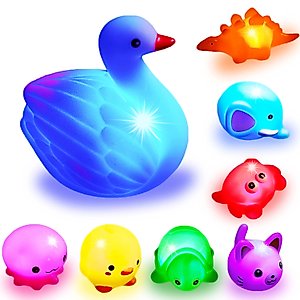 Bath Toys for Toddlers Baby 8 Pack Light Up Toys - Bathtub Toy Flashing Colourful LED Light Shower Bathtime for Kids Infants Toddler Child Preschool Bathtub Bathroom Shower Games Swimming Pool Party