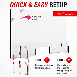 Countertop Desk Sneeze Guard- Protective Partition, Plexiglass Shield Barrier for Coughing, Sneezing, Droplets - Acrylic Divider Panel