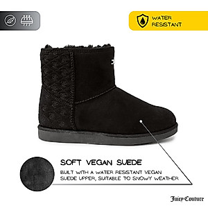JUICY COUTURE Women's Kave Slip On Winter Boots Warm Winter Booties Black 10