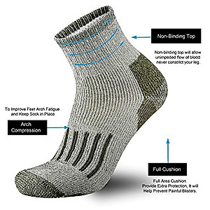 ONKE Merino Wool Low Cut Quarter Socks for Men Outdoor Trail Running Hiking Hiker All Season with Moisture Wicking Control(Green XL)