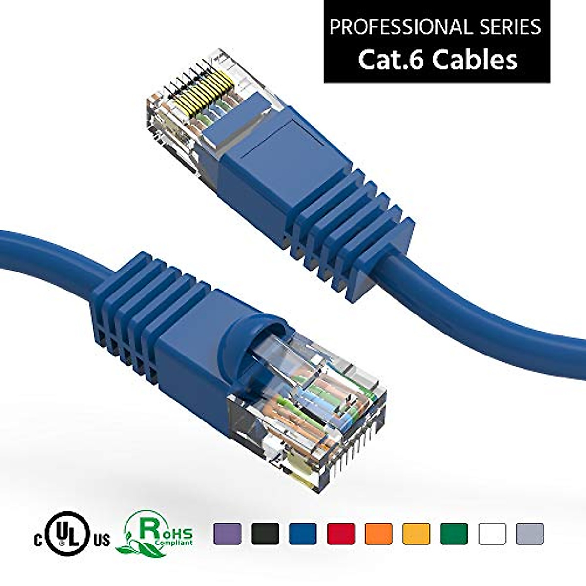 CABLYTIC (100 Pack Cat 6 Ethernet Cable 50 Feet Blue UTP Booted 50 FT Computer Network Cable, Internet Cable, Cat 6 Cable