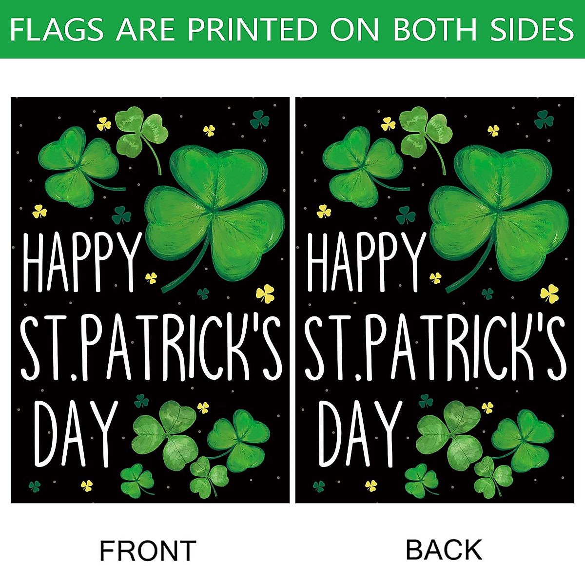 Morigins Happy St Patrick's Day Lucky Shamrocks Clover Double Sided Spring 17 March Yard Outdoor House Flag 28x40 Inch